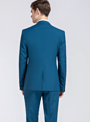 One Button Blue Gents Wedding Suits For Party Prom Party Easy Absorben