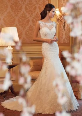 White A Line Style Wedding Dresses / Custom Made Ivory Lace Wedding Dress