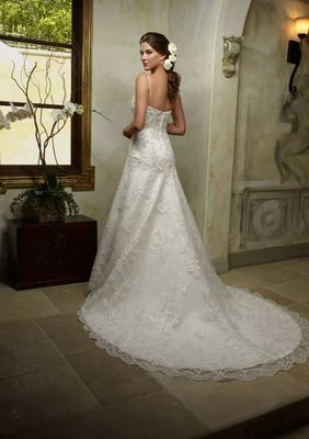 Court Train Vintage A Line Beaded Wedding Dresses With Appliques Fashion