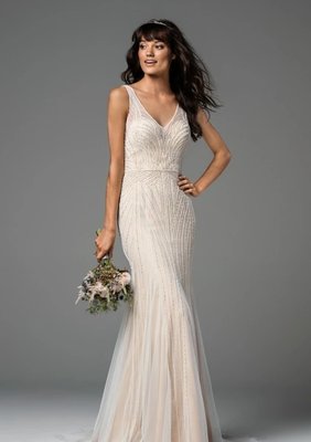 Girls Big Tail Fit And Flare Long Bridesmaid Dress Embroidered On The Upper Layer