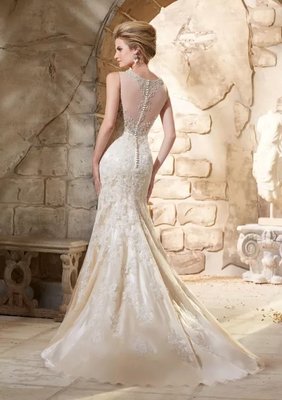 Champagne Strapless Fit And Flare Wedding Gown For Girls And Ladies