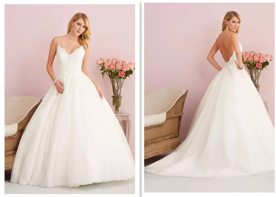 Embroidery Bridal Ball Gown Style Wedding Dresses For Girls Customized Size