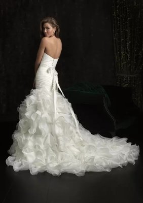 Most Beautiful Fit And Flare Gown , Satin Elegant Fit And Flare Wedding Dresses