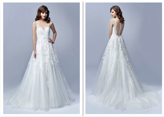 Classical Ivory A Line Style Wedding Dresses For Bridal And Bridesmaid