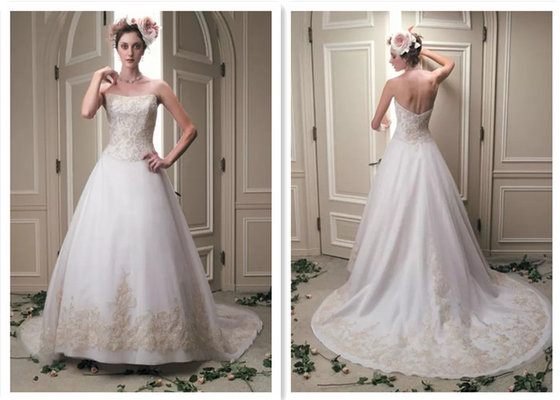 Girls Attractive A Line Style Wedding Dresses Without Sleeve Floor Length