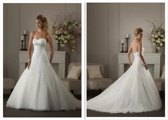 Custom Made Style Real Photo A Line Strapless Bride's Wedding Dresses