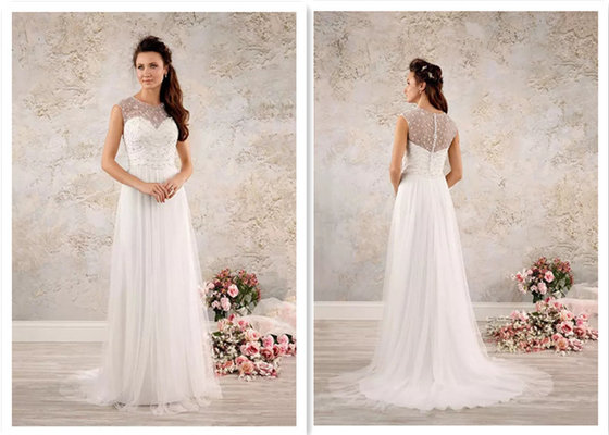 Simple Bohemian Style Wedding Dress A Line White Ivory Bridal Gown