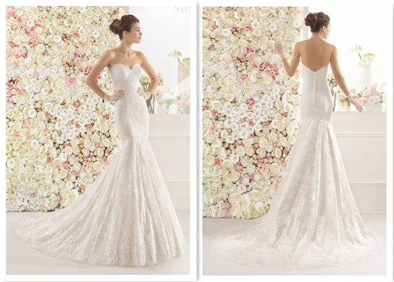 Lace Wedding Dress Bridal Dresses Mermaid Beaded Elegant Wedding Gowns with Sleevesless