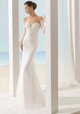 Cheap Mermaid Tail Wedding Dress with Long Sleeve Elegant Bridal Dresses