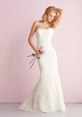 Unique White Lace Mermaid Wedding Dress , Beaded Mermaid Wedding Gown With Sleeves