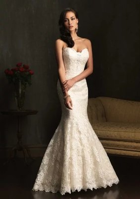 Western Sexy Mermaid Wedding Dresses , Pearls Nude Sweetheart Mermaid Dress