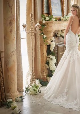 Crystal Backless Mermaid Tail Wedding Dress With Long Train Color Optional