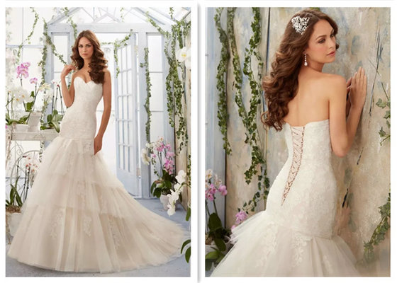 Tiered Skirt Mermaid Tail Wedding Dress For Kindly Bridal And Ladies