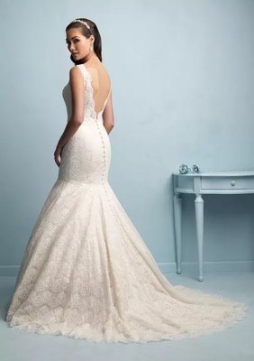 Custom Made White Mermaid Tail Wedding Dress Unique Fabric V Neck Design
