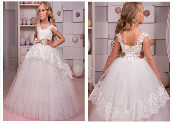 Fancy Little Sparkly Flower Girl Dresses For Kids Embroidered Pearls Decoration
