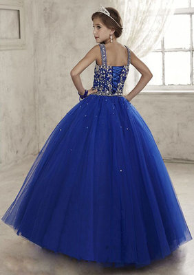 Sleeveless Straps Sparkly Flower Girl Dresses With CZ Diamond Decoration