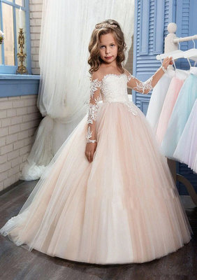 Blush Silver Flower Girl Dresses , Unique Childrens Flower Girl Dresses