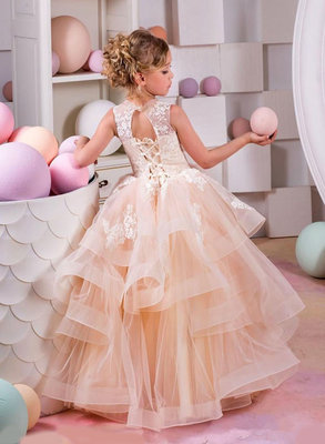Long Toddler Flower Girl Dresses , Beach Gold Sequin Flower Girl Dress