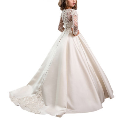 Modern White Flower Girl Dresses , Luxury Long Sleeve Flower Girl Dresses