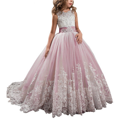 Full Length Tulle Sparkly Flower Girl Dresses Beaded Embroidered Technics