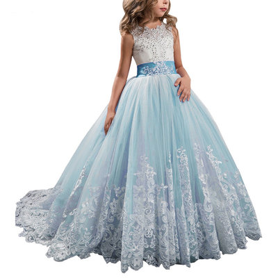 Full Length Tulle Sparkly Flower Girl Dresses Beaded Embroidered Technics