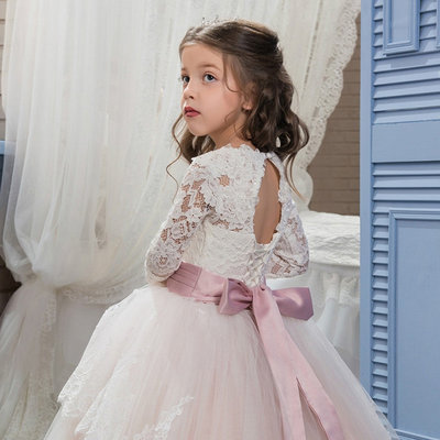 2-12 Years Ball Gown Sparkly Flower Girl Dresses With CZ Diamond Decoration