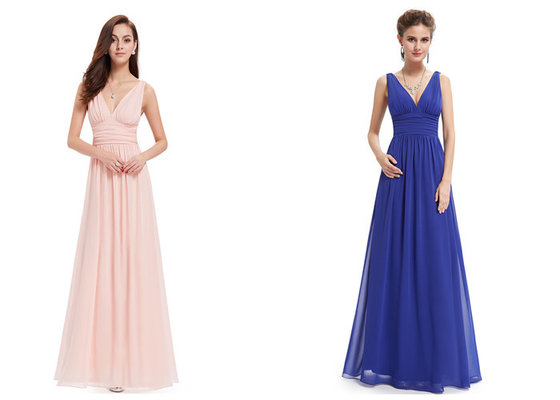 Formal Long Chiffon Prom Evening Gowns With Sequins Decoration Color Optional