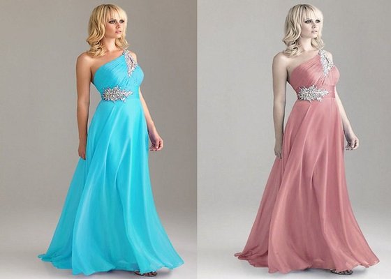 Single Shoulder White Prom Dresses , Organza Prom And Evening Dresses