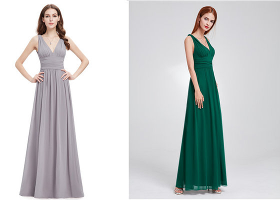 Long Chiffon Cocktail Prom Evening Gowns For Bridesmaid Multi Colors Optional