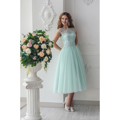 Mint Tea Length Princess Prom Dresses / Homecoming Mermaid Prom Dresses