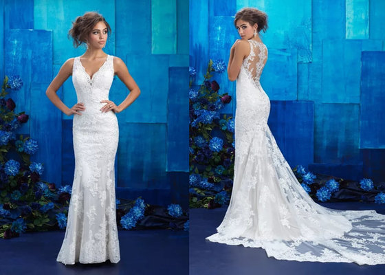 Custom Strapless Sheath Column Wedding Dress For Fitted Bride And Ladies