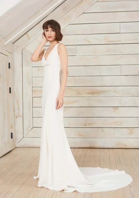 Beaded Organza Sheath Column Wedding Dress For Women Customized Size