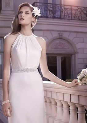 Fashionable Satin Sheath Column Wedding Dress For Slim Bride And Woman
