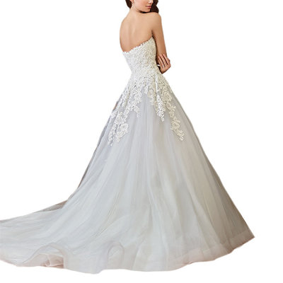 Spring Beautiful Ladies Wedding Dresses With Crystal Pearls Decoration