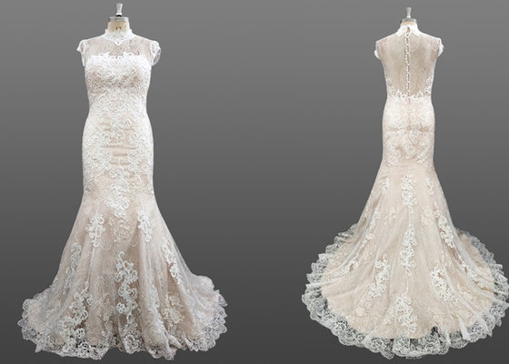 A Line Sheer Summer Wedding Dresses / Cute Vintage Style Wedding Dresses