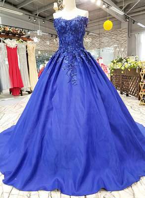 Special Occasion Blue Wedding Dress , Pretty Girls Navy Wedding Dress