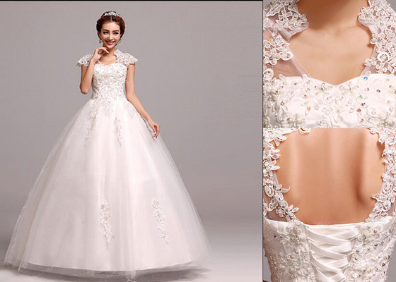 Rhinestone Sweetheart Ladies Wedding Dresses Tiered Chapel Crystal Beaded