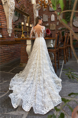 Cup Sleeve Lace Ladies Wedding Dresses With Fishtail Floor Length Hemline