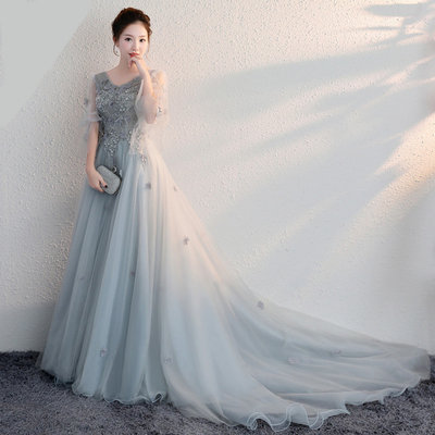 Custom Made Powder Blue Bridesmaid Dresses , Elegant Long Lace Bridesmaid Dresses