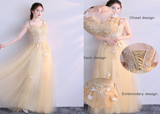 Pretty Color Womens Bridesmaid Dresses With 3D Flowers Lace Applique