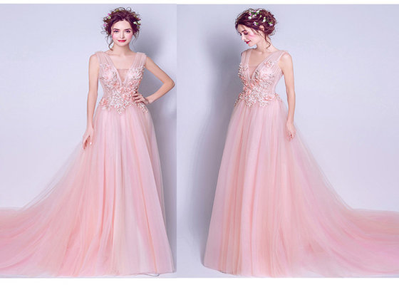 Classic Light Pink Bridesmaid Dresses / Traditional Strapless Bridesmaid Dresses