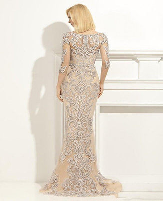 V Neck Beautiful Mother Of The Bride Dresses / Lace Mother Of The Bride Suits
