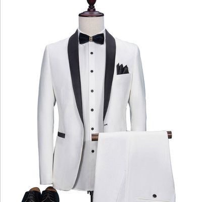 Blazer Men White Wedding Suit / Modern Stylish Wedding Suits 70% Polyester