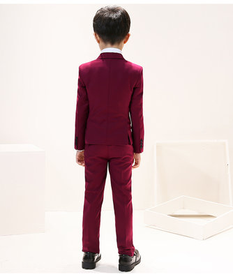 Anti Shrink Boys Red Tuxedo / Breathable Baby Boy Ring Bearer Outfit