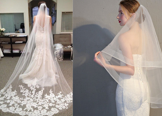 Durable Hand Made Simple Wedding Veil For Prom Evening Meal Customized Size