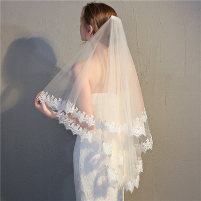 Two Layers Comb White Wedding Veil ,  France Cathedral Length Wedding Veils