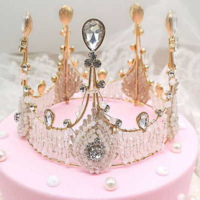 King Crowns Adult Queen Birthday Prom Queen Costume Full Round Metal Crystal Crown