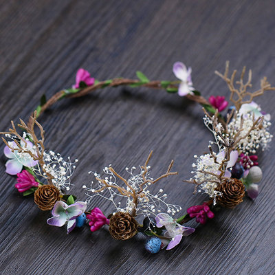 Flower crown Floral Bridal Headband Hairband Wedding Hair Accessories for wedding accessories
