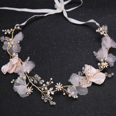 Women Hair Accessories Fabric Wedding Wreath Crown Headband Artificial Flower Garlands For Girls
