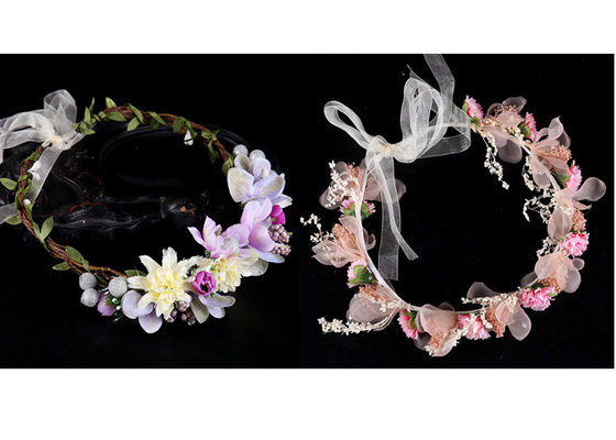 Women Hair Accessories Fabric Wedding Wreath Crown Headband Artificial Flower Garlands For Girls